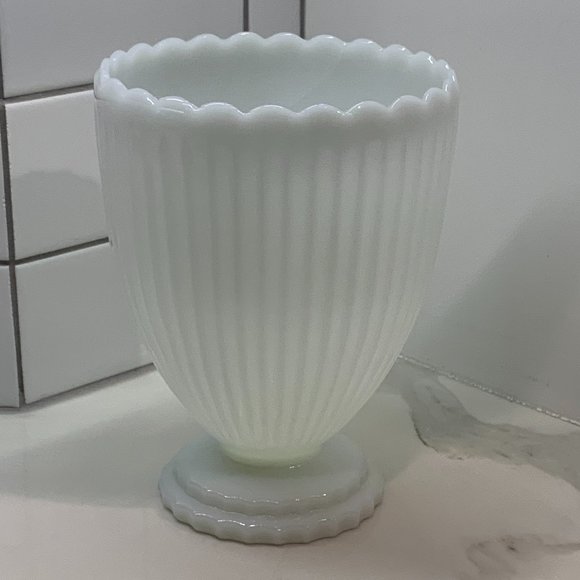 Vintage | Accents | Vintage Napco Milk Glass Ribbed Vase | Poshmark